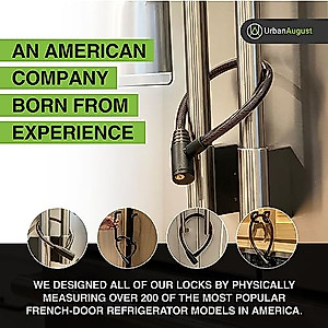 Urban August Original Fridge Lock Cabinet Locks with Keys - 2 Pack French-Door Refrigerator Lock for Kids Adult - Multifunctional Cable Lock for Fridge Cabinet Bike Stroller (Regular, Black - 2 Pack)