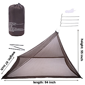 No-See-Um Camping Mosquito Net Bed Compact and Ultra-Light for Travel，Finest Holes Mesh 2000 Noseeum Netting for Camping and Hiking, Without Sleeping Mat (Double Brown Color)