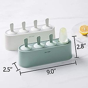 Popsicle Mold Set 4 Pieces Homemade Silicone Popsicle Maker Easy Release Ice Cream Molds Reusable DIY Pop Molds (Green)