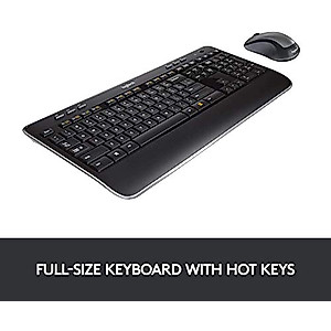 Logitech MK520 Wireless Keyboard and Wireless Mouse Combo — Full Size Keyboard and Mouse Long Battery Life Secure 2.4GHz Connectivity Black