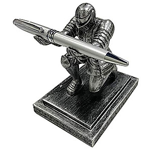 Ofiedx Executive Knight Pen Holder with a Pen Personalized Desk Accessories Decor Home Office Cool Pen Stand Iron