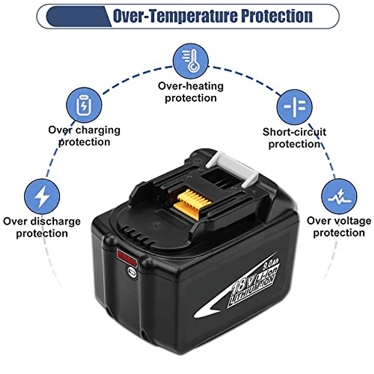 [Upgraded to 9.0Ah] 18V BL1890B Replacemet Lithium-ion Battery Compatible with Makita 18 Volt Battery BL1890 BL1860 BL1830 BL1840 BL1850 BL1850B Cordless Power Tools