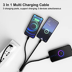 Multi Charging Cable, 4Pack/4FT 3 in 1 Fast Charging Cord Adapter with USB-C, Type C/Micro USB Port Connectors, Nylon Braided Universal Multiple USB Cable for Cell Phones, Android Devices and More