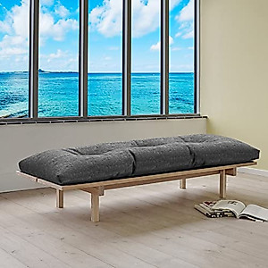 Lokex Bench Cushion Tufted Thickening Chair Cushion Home Seat Mat Floor Cushion Bench Cushion for Garden Bench Swing Chair Patio Indoor/Outdoor Soft Seat Pad, [Cationic] Lake Blue, 48"x16"x4"