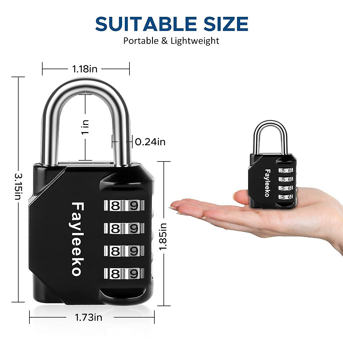 Combination Lock, 4 Digit Combination Padlock for School Gym Sports Locker, Fence, Toolbox, Case, Hasp Cabinet Storage (2 Pack, Black)