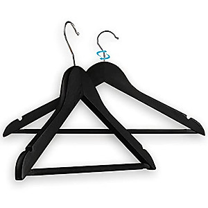 Black Wooden Hangers Heavy Duty Suit Hangers with 360° Swivel Hook Wood Hangers Fancy Hangers Clothes Hanger Perfect for Shirt, Coat, Suit, Jacket, Skirts, Pants Hangers Pack of 20