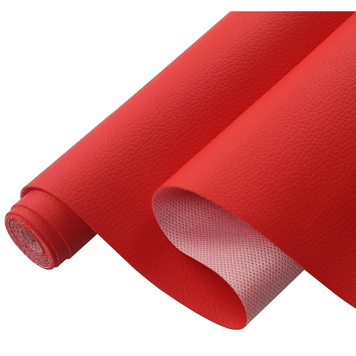 Picheng Lychee Texture Solid Color Faux Leather Sheets13.8 X53(35cmX135cm),Soft Faux Leather Roll Very Suitable for Making Crafts,Leather Earrings, Bows,Sewing DIY Projects (Red)