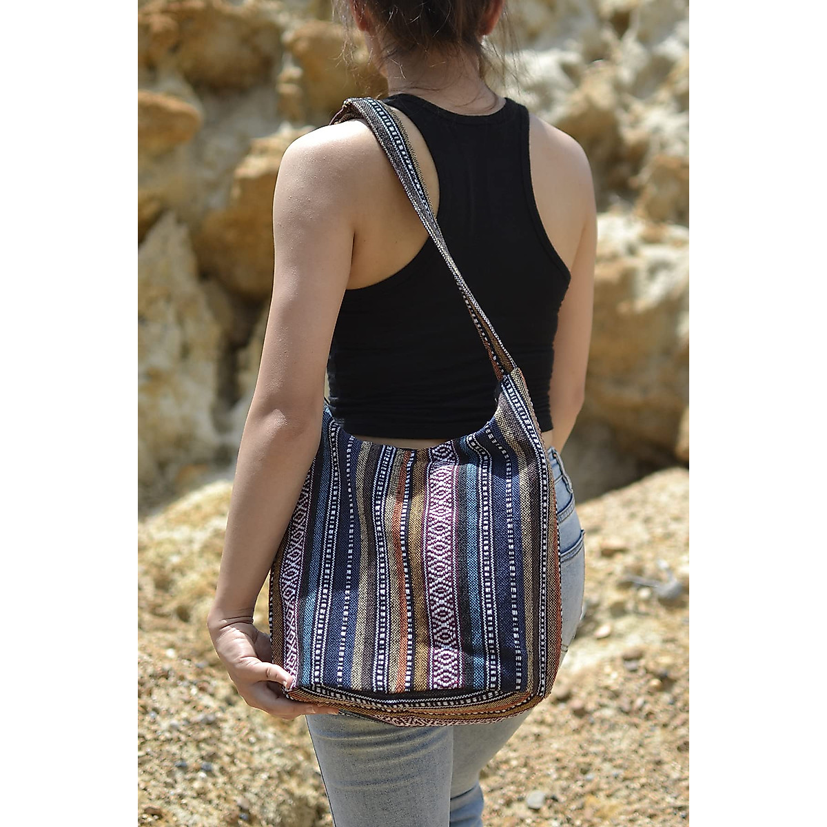 Your Cozy Sling Purse Hippie Bags For Women Crossbody Bag Thai Top Handmade Shoulder Bag with Adjustable Strap Tribe-04