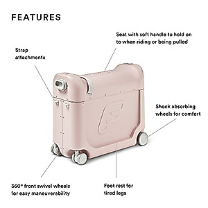 JetKids by Stokke BedBox, Pink Lemonade - Kid's Ride-On Suitcase & In-Flight Bed - Help Your Child Relax & Sleep on the Plane - Approved by Many Airlines - Best for Ages 3-7