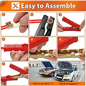 Linkstyle 2PCS 500A Pure Copper Car Battery Charger Clamps,Power Replacement Battery Alligator Clips,Jumper Cables Clamp Crocodile Clamp,Welding Machine Clamp Suitable for Car Boat 12V 24V 36V Input