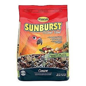 Higgins Sunburst Conure Bird Food, Gourmet Blend with fruits & Veggies, 3 lb. Bag Fast Delivery, by Just Jak's Pet Market