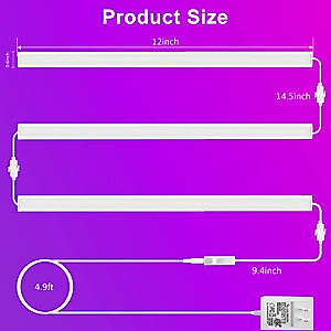 Benreom 3 Pcs RGB Under Cabinet Lights Kit, Smart App and Remote Control Under Cabinet Lighting, Dimmible Under Counter Lights for Kitchen, Plug in LED Lights for Cabinet, Counter, Workbench, Desk