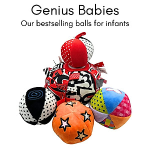 Genius Baby Toys Montessori Sensory Soft Balls with Sensory Sounds and Textures - Set of 3 - Practice Grasping - Gift Set Perfect for 6-12 Months Baby Toys