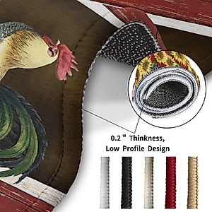Farmhouse Rooster Kitchen Mats and Rugs Set of 2, Washable Absorbent Chicken Sunflower Kitchen Runner Rug Carpet Anti-Fatigue Comfort Mat for Kitchen Bathroom Laundry