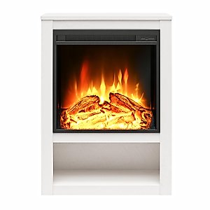 Ameriwood Home Clermont Electric Fireplace Mantel, Ivory Oak