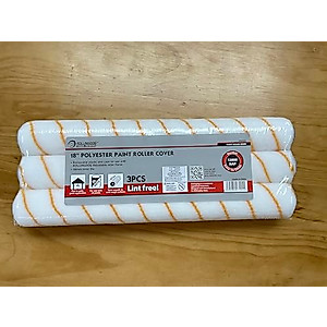 ROLLINGDOG 18" Paint Roller Covers - Large Paint Roller Sleeves for Ceiling,Wall,Floor,Decks Painting (Pack of 3,Polyester)