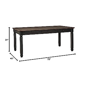Signature Design by Ashley Tyler Creek Farmhouse Dining Table with Drawers, Seats up to 6, Almost Black