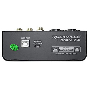 Rockville RockMix 4 Channel Mic/Instrument Pro Recording Mixer+USB Interface/EQ