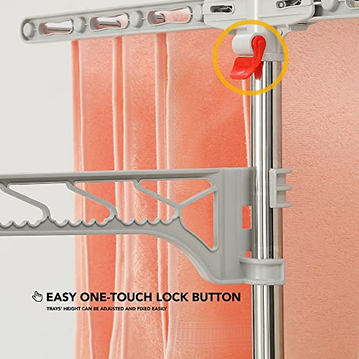 Hulife 3-Tier Foldable Clothes Drying Rack, Stainless Steel, 6 Foldable Trays, 2 Extra Side Wings, Easy Storage (Made in Korea)