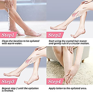 Crystal Hair Eraser, Crystal Hair Remover Painless Exfoliation, Portable Mild Hair Removal Tool, Magic Hair Eraser for Back Arms Legs Fast & Easy, Reusable Crystal Hair Eraser for Women and Men- Pink