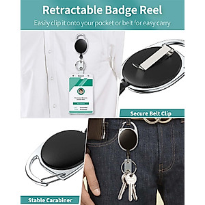 Pawfly Vertical 2-Card Badge Holder with Thumb Slots Hard Transparent PC Case Protector with Retractable Badge Reel Carabiner Clip for IDs Credit Cards Driver’s Licenses and Passes, 2 Pack