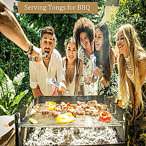 6PCS Serving Tongs, 7Inch Buffet tongs, Stainless Steel Food Tong Small Serving Utensils for Cooking, Entertaining, Salad, Barbecue, Buffet, Toast and Steak by Sunenlyst (Stainless buffet tongs)