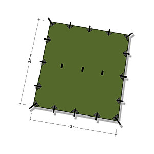 DD Hammocks Superlight Tarp (Olive Green) - 100% Waterproof - Ripstop Nylon Compact Ultralight & Multifunctional Rainfly Tarp Tent Shelter for Camping Backpacking & Hiking Adventure