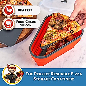 The Perfect Pizza Pack™ - Reusable Pizza Storage Container with 5 Microwavable Serving Trays - BPA-Free Adjustable Pizza Slice Container to Organize & Save Space, Red