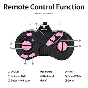 GILOBABY Robot Toys, Remote Control Robot Toy, RC Robots for Kids with LED Eyes, Flexible Head & Arms, Dance Moves and Music, Birthday Gifts for Girls Age 3+ Years (Pink)