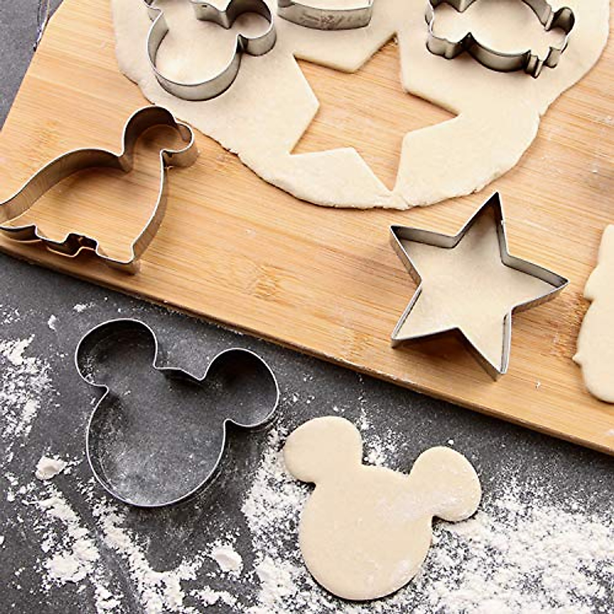 Cookie Cutter for Kids,Mouse Unicorn Dinosaur Heart Star Shapes Stainless Steel Cookie Cutters Mold for Cakes,Biscuits and Sandwiches