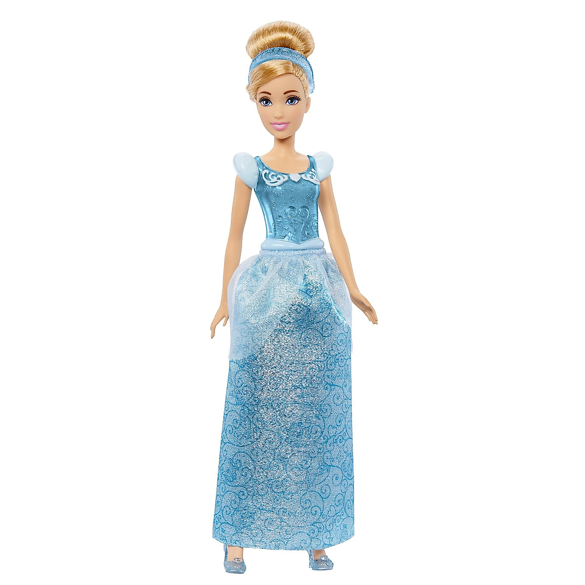 Mattel Disney Princess Toys, Cinderella Fashion Doll, Sparkling Look with Blonde Hair, Blue Eyes & Hair Accessory, Inspired by the Movie