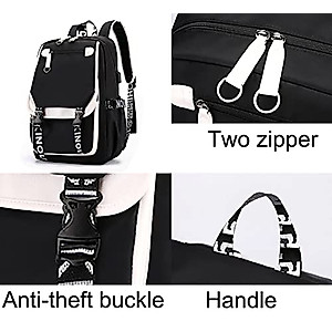 Aezbuxl Girls Lightweight Backpack Casual USB Backpack Portable Laptop Computer Bag Durable Teens Book Bag Black and White black(17 in)