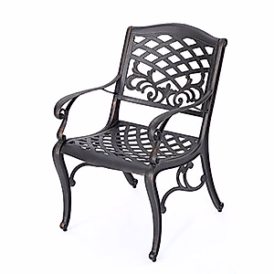 Christopher Knight Home Myrtle Beach Outdoor Aluminum Dining Chairs, 2-Pcs Set, Shiny Copper