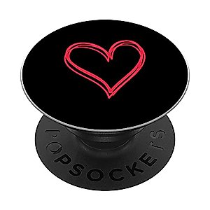 Black Background Simple Heart Shape Minimalistic Red Heart PopSockets Swappable PopGrip