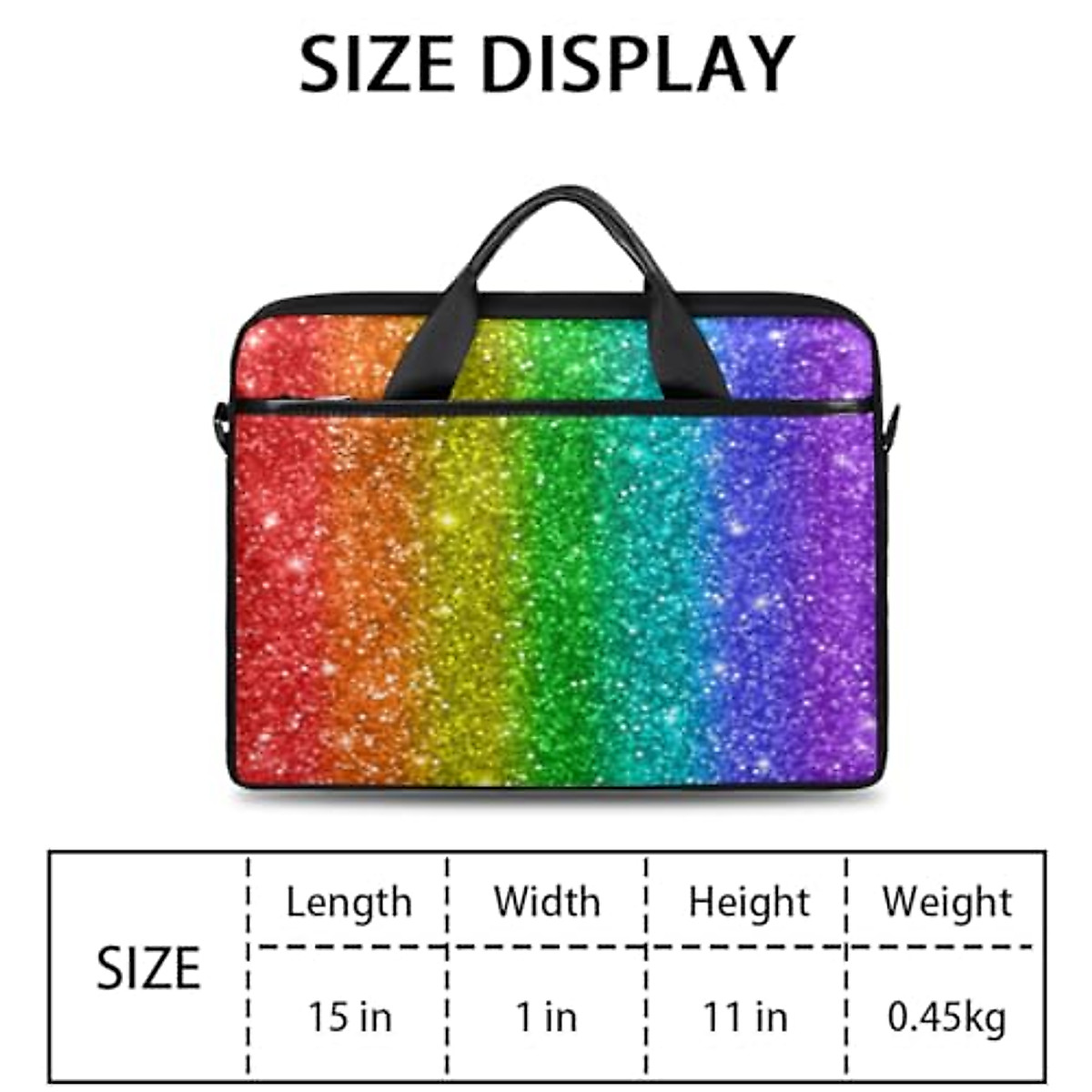 Rainbow Pattern Laptop Computer Bag Waterproof Shoulder Messenger Bag 13-15 inch Durable Laptop Tote Bag with Shoulder Strap Handle Lightweight Crossbody Briefcase
