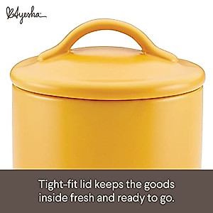 Ayesha Curry Kitchenware Ceramics Bacon Grease Jar/Container, 21 Ounce, Mustard
