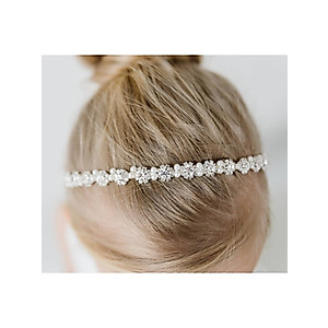 SWEETV Flower Girl Headpiece Silver Girls Headband for Wedding Crystal Floral Princess Hairband Baby Girl Hair Accessory for Birthday, First Communion