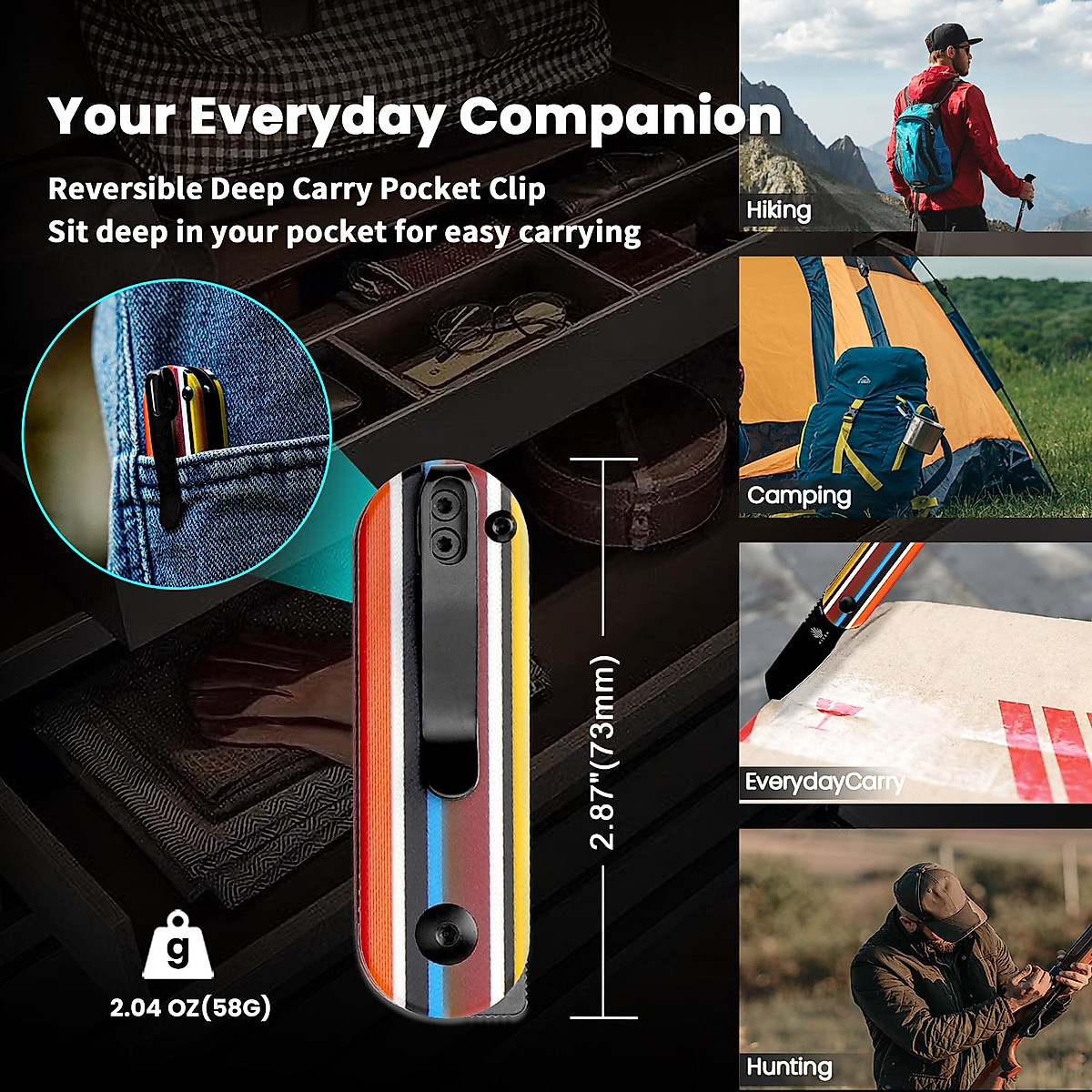 Kizer Serape Series Mini Bay Pocket Knife, 1.9 Inches 154CM Steel Blade EDC Knife, G10 Handle Small Folding Camping Knife Tools V2583C1