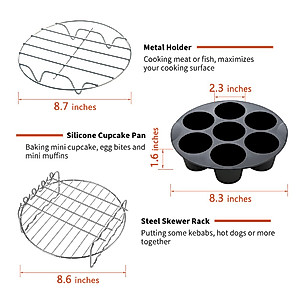 Air Fryer Accessories 12PCS for Gowise Gourmia Ultrean Ninja COSORI Power XL Air Fryer Fit all 5.3QT - 8QT Power Deep Hot Air Fryer