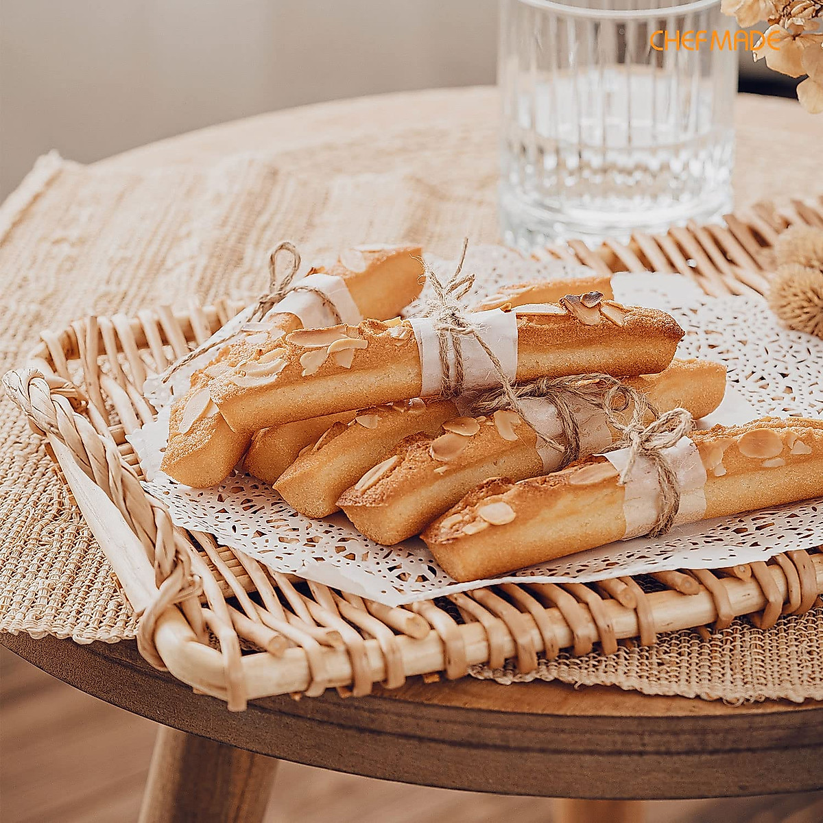 CHEFMADE Financier Cake Pan, Non-Stick 6-Cavity Rectangle Muffin Pan Biscuits Cookies Bakeware