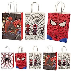 15 PCS Spider-man Party Gift Tote Bag,Super Hero Gift Candy Bag for Kids, Spider Hero Theme Birthday Party Supplies Decoration for Boy