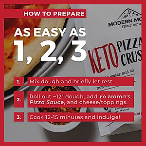 Yo Mama's Keto Pizza Sauce & Keto Pizza Crust Bundle - Just 2g Net Carbs Per Serving - The Easy Keto Pizza Night Kit - Incredible Pizza Taste and Texture - Low Carb - Zero Added Sugar - Non-GMO Sourced (One 12.5 oz. Jar Yo Mama's Pizza Sauce, One Pouch Mo