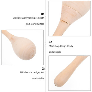 ULTNICE Mini Wooden Maracas Wood Hand Maracas Blank Percussion Rattles Unfinished Wooden Maracas DIY Blank Maracas (10Pcs)…