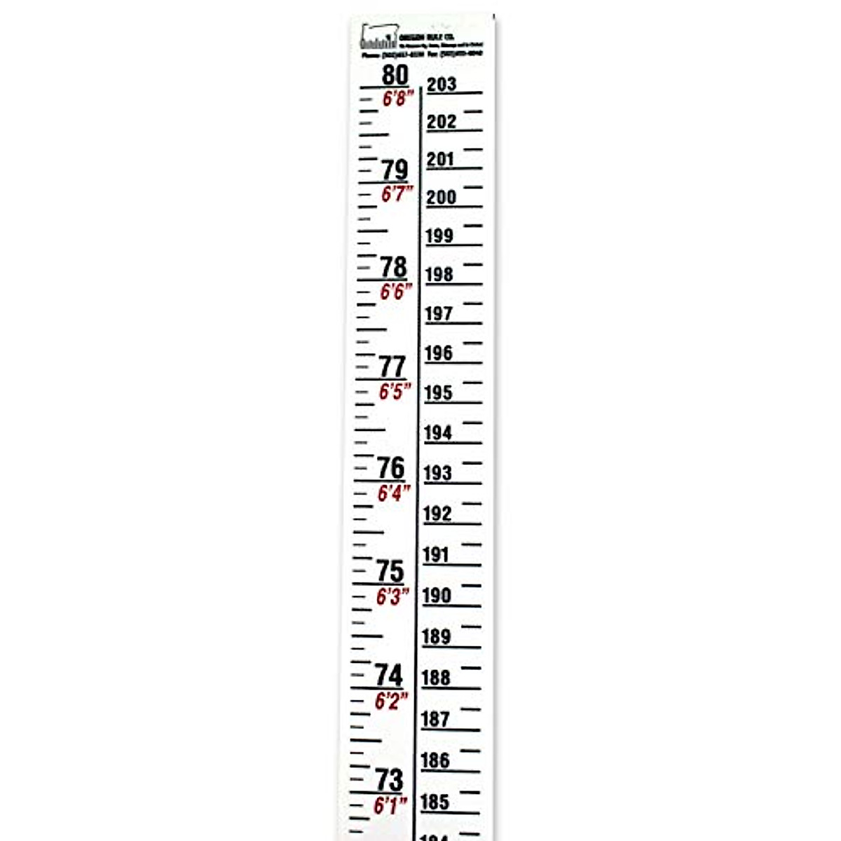 Height Rule – Fractional/Metric – 80 Inch/203 Centimeter Long – White