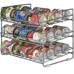 SUFAUY Carbon Steel Can Rack Organizer, Silver, 100-Pound Capacity, 36 Jars/Cans
