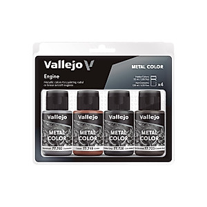 Vallejo Acrylicos Metal Color Engine Paint Set, black, 0.5 Liters