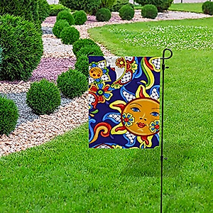 ZHONGJI Garden Flag Yard Flag Mexican Talavera Cute Pattern Blue Vertical Double Sided Design Seasons Holidays Yard Outdoor Polyester 12x18 Inch