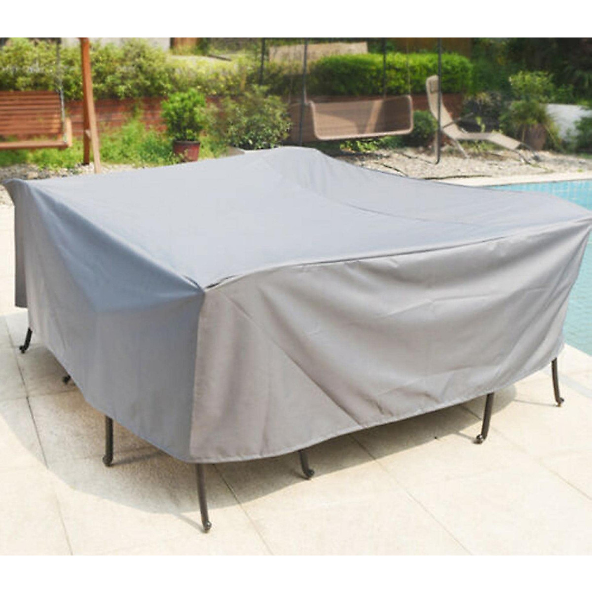 Patio Furniture Covers, 156x156x85cm(LxWxH) Outdoor Table and Chair Cover Wind Dustproof Durable Waterproof Patio Furniture Set Cover, Rectangular 420D Oxford for Deck, Lawn and Backyard