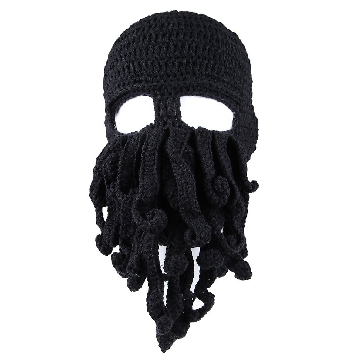 Kafeimali Men's Head Barbarian Vagabond Beanie Original Foldaway Beard Octopus Pirate Hats Bearded Caps (Black)