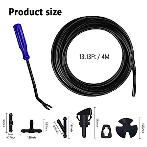 Windshield Washer Nozzles Hose Kit,Hose Connectors,Windshield Washer Spray Nozzle and Gaskets,Compatible with Dodge,Ram,Chrysler (Windshield Washer Nozzles Kit&Blue Removal Tool)
